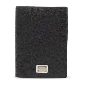 Dolce & Gabbana Homme, Accessoires, Noir, Taille: ONE Size Porte-passeport en cuir de veau avec &eacute;tiquette logo