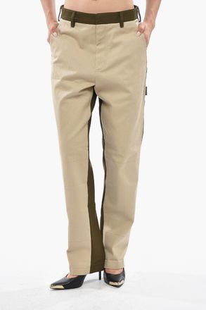 Stella McCartney Zweifarbige Twill-Hose mit Taschen aus veganem Leder Stella McCartney