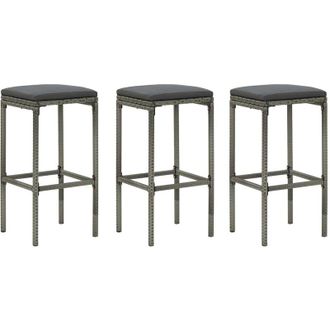 vidaXL Vidaxl - Tabourets de bar avec coussins lot de 3 gris résine tressée