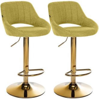 Clp Lot de 2 tabourets de bar Milet en tissu Vert m&eacute;tal or