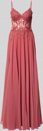 Luxuar Fashion Maxikleid mit Stitchings und Ziersteinbesatz