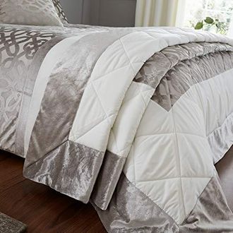 Catherine Lansfield Lattice Cut Samt, Natur, Bedspread - 220x230cm