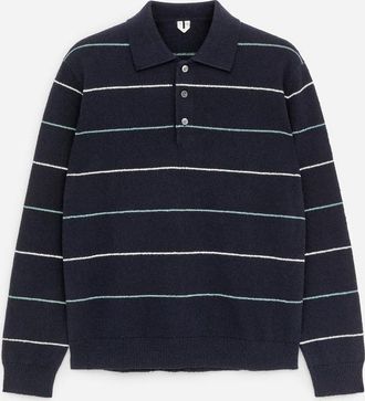 Arket Gestricktes Poloshirt -Blau