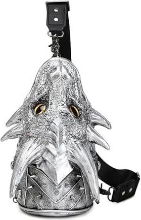 Generic Sac bandouli&egrave;re &eacute;l&eacute;gant en cuir 3D dinosaure pour hommes et femmes, sac &agrave; dos multifonctionnel pour couples