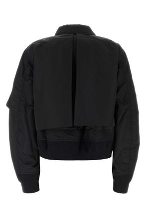 sacai Womens Black Nylon Bomber Jacket Giubbini