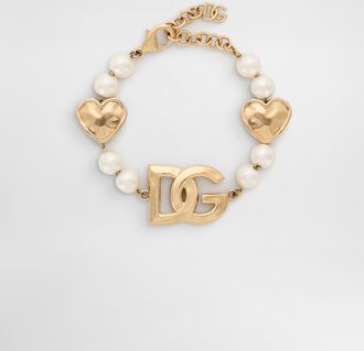 Dolce & Gabbana Armband Mit Herzen Und Dg-logo - Frau Bijoux Gold Metall Onesize