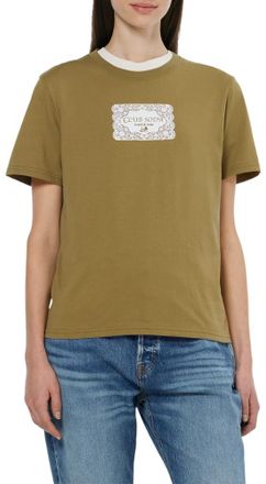 Scotch & Soda Damen T-Shirt Chest Artwork Regular T-Shirt, Washed Military,L