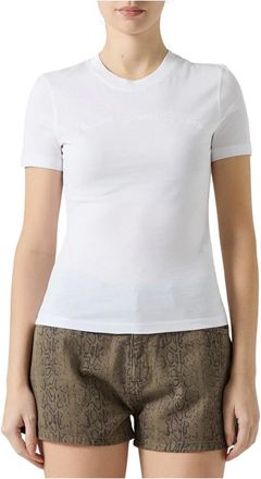 Versace Jeans Couture Femme, Tops, Blanc, Taille: 38 FR T-Shirt Logo Glitter