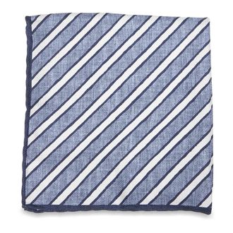Brunello Cucinelli Homme, Accessoires, Bleu, Taille: ONE Size Diagonal Striped Pocket Square