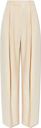 Victoria Beckham Femme, Pantalons, Beige, Taille: 36 FR Pleated Pantalons