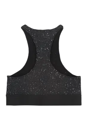 Palm Angels Womens Logo Crop Top Black Viscose