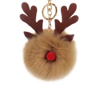 Valiclud Keyring Bag Elch Schl&uuml;sselanh&auml;nger Weihnachten Elch Anh&auml;nger Elch Keychain Weihnachten Schl&uuml;sselbund Tier Pelz Keychain Pom Pom Weihnachtstaschenanh&auml;n