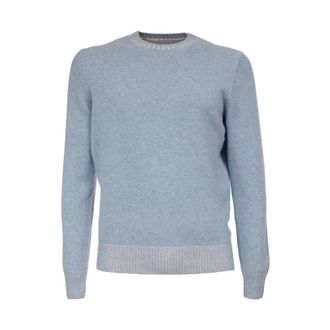 Gran Sasso Kaschmir Ripp Rundhals Pullover - - Knitwear - Herren - Blau - L