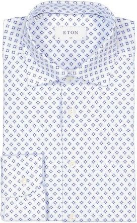 Eton Herren Hemd blau gemustert Slim Fit