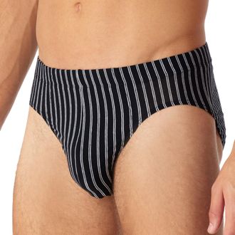 Schiesser Herren Slip schwarz Baumwolle gestreift