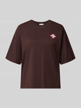 Closed Oversized Fit T-Shirt aus reiner Baumwolle mit Logo-Stickerei
