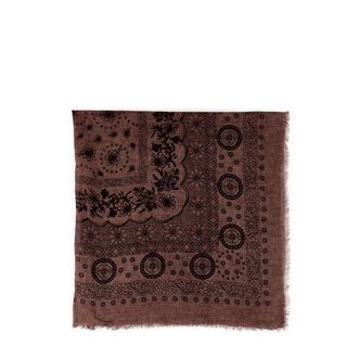 Saison 1865 Foulard imprim&eacute; fleuri &agrave; franges