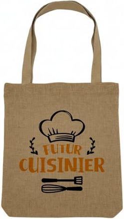 Fabulous Sac Shopping Tote Bag Aspect Lin - Futur Cuisinier M&eacute;tier Gastronomie Avenir - Sac de Courses Toile Epaisse 360g Beige Naturel Cabas Port&eacute; Epaule Soli