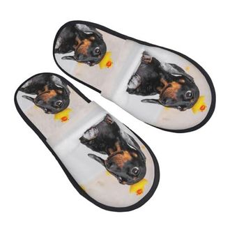 Generic Chaud Pantoufles &agrave; Hiver Teckel assis dans une baignoire Chausson Maison Unisex Chaussons Femme pour Ext&eacute;rieur Femme Homme M