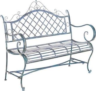 Safavieh Metall Außen-Bank, Moosblau, 50 x 116 x 102 cm