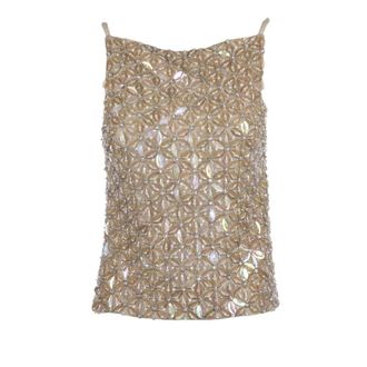 P.A.R.O.S.H. P.a.r.o.s.h., Femme, Tops, Beige, Taille: 40 FR Sequin Embroidered Top