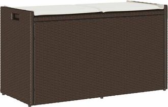 vidaXL Vidaxl - Banc de rangement extérieur coussin marron 100cm résine tressée