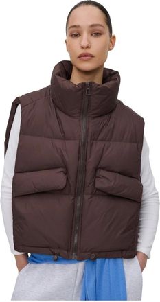 Estro & Luminara Femme, Vestes, Brun, Taille: 38 FR Doudoune Courte Sans Manches avec Fermeture &Eacute;clair et Garnissage en Duvet