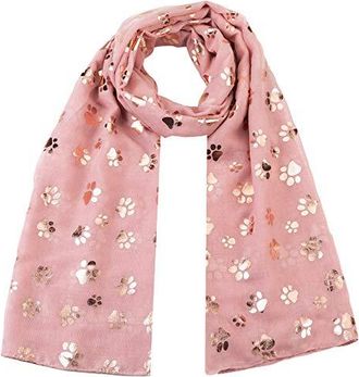 World of Shawls &Eacute;charpe en feuille dor rose avec motif de pattes de chien - Rose - L