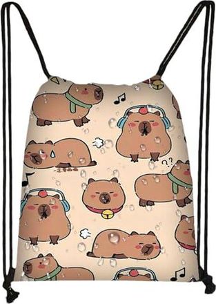Generico Capybara-Rucksack - Niedlicher Tier-Turnbeutel, leichter Reisebeutel, strapazierf&auml;hige, wasserabweisende Sportpoches, weiche Schultertasche | f&uuml;r Kind