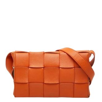 Bottega Veneta Sac bandouli&egrave;re Cassette en cuir Pre-owned - Femme - Pre-owned - Orange - Taille: ONE Size