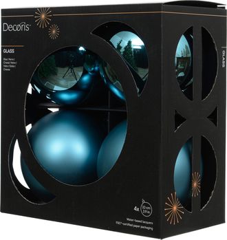 Kaemingk Weihnachtskugeln Glas 10cm 4 Stück - matt & glänzend - Große Christbaumkugeln Weihnachtsbaumkugeln für Weihnachten - Christbaumschmuck & Weihnachtsbau