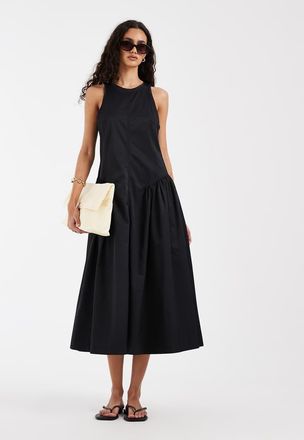 & Other Stories Robe longue fronc&eacute;e &agrave; taille basse - Noir