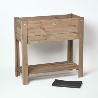 Homescapes Homescapes - Holz-Hochbeet mit Ablage - braun, 78 cm hoch