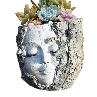Generic Head Planter | Pot de fleurs visage de femme - Vase en r&eacute;sine r&eacute;sistant aux intemp&eacute;ries pour jardin, balcon, ext&eacute;rieur, salon, chambre &agrave; coucher, am&eacute;n