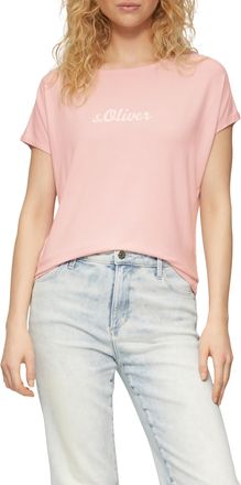 s.Oliver Fließendes Jersey-Shirt mit Artwork und überschnittenen Schultern