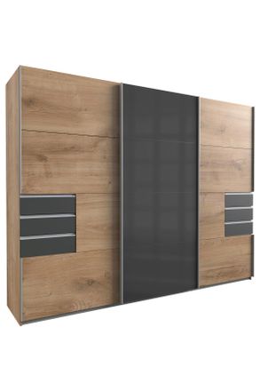 MID.YOU Mid.you Schiebet&uuml;renschrank Wimex Saigon, Graphit, Eiche, Holzwerkstoff, 6 F&auml;cher, 6 Schubladen, 270x208x64 cm, BQ - B&uuml;ndnis f&uuml;r Qualit&auml;t, Made in Ger