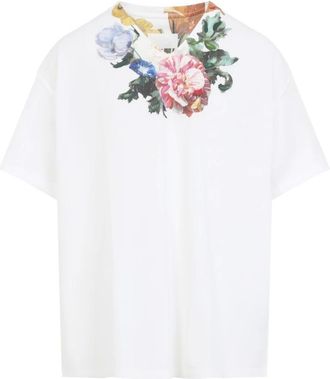 Maison Margiela Homme, Tops, Blanc, Taille: XL Flower Print Jersey T-Shirt