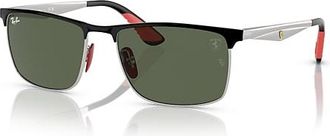 Ray-Ban Rb3726m Scuderia Ferrari Collection Sonnenbrillen Silber Fassung Grün Glas 57-18