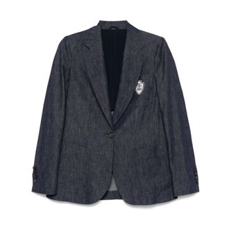 Brunello Cucinelli Denim Blazer f&uuml;r stilvolle Outfits - - Jackets - Damen - Schwarzk - S