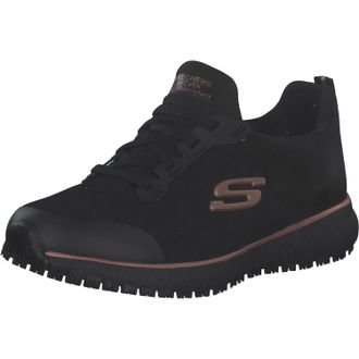 Skechers Damen Squad Sr Sneaker, Black Flat Knit Rose Gold Trim, 38.5 EU