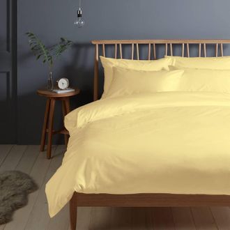 Pizuna Sanftes Gelb Bettw&auml;sche 160x210 Schweizer Bettbezug und 1 Kissenbezug 65x100, 400 Fadenzahl Langstapel Bettbezug 160x210, Satin 100% Baumwolle 2 St&uuml;ck