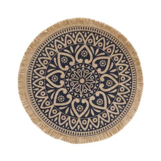 SOLUSTRE Schwarzes Jute Tischset 40cm Durchmesser mit Quasten Dekoratives Platzdeckchen f&uuml;r Haushalt Esszimmer Caf&eacute; und Restaurant