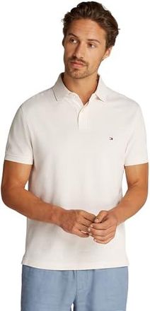 Tommy Hilfiger Polo Manches Courtes Homme Regular Fit avec Patte de Boutonnage, Ivoire (Ivory Petal), 3XL