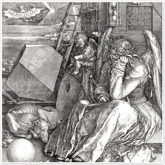 Posterlounge Melancholie Poster von Albrecht D&uuml;rer 20 x 20 cm Schwarz-Wei&szlig; Wandbilder Wanddeko