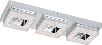 Eglo LED Deckenleuchte Fradelo, 3 flammige Deckenlampe, Wohnzimmerlampe aus Metall und Kunststoff in Chrom, Kristall in Klar, Schlafzimmerlampe eckig, LEDs