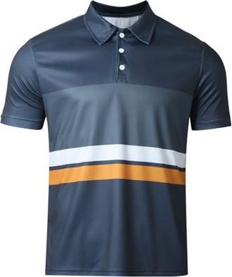 Generic Polo Homme &Eacute;t&eacute; Ray&eacute; Imprim&eacute; Manches Courtes Tops Casual T-shirt V&ecirc;tements Hommes, Marine, 3XL
