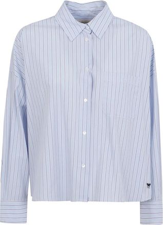 Max Mara Femme, Blouses et Chemises, Bleu, Taille: 38 FR Chemise en popeline &agrave; rayures