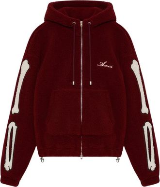 Amiri Homme, Sweatshirts et sweats &agrave; capuche, Rouge, Taille: S Bones Fleece Zip Sweat &agrave; capuche