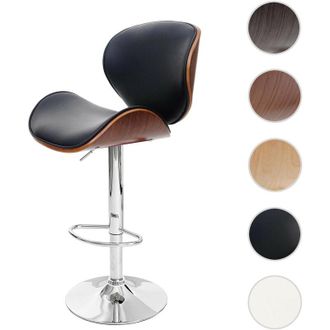 Mendler Mendler - Tabouret Foxrock, chaise de bar, bois courb&eacute; desgin r&eacute;tro - aspect noix, cr&egrave;me