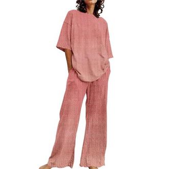 Generic Ensemble de v&ecirc;tements de d&eacute;tente pour femme - Imprim&eacute; de No&euml;l mignon - Ensemble ample &agrave; manches longues - Ensemble deux pi&egrave;ces pour femme - Ensemble d